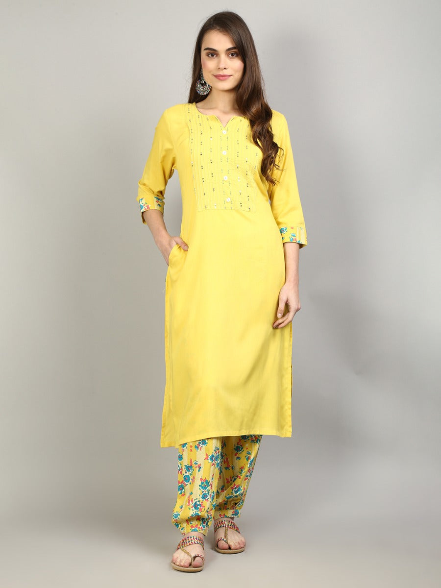 Yellow Kurta for Women, Buy Rayon Kurta Sets @SHREE